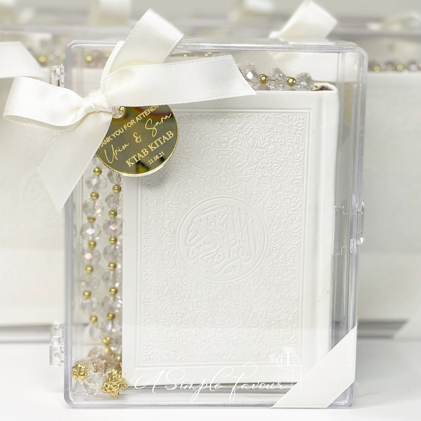 Acrylic Quran Box with Masbaha & Tag – A Simple Favour